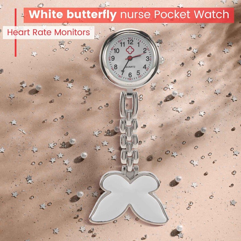 1X(Nurses Clock watch quartz butterfly motive white J2D8)8065 | eBay