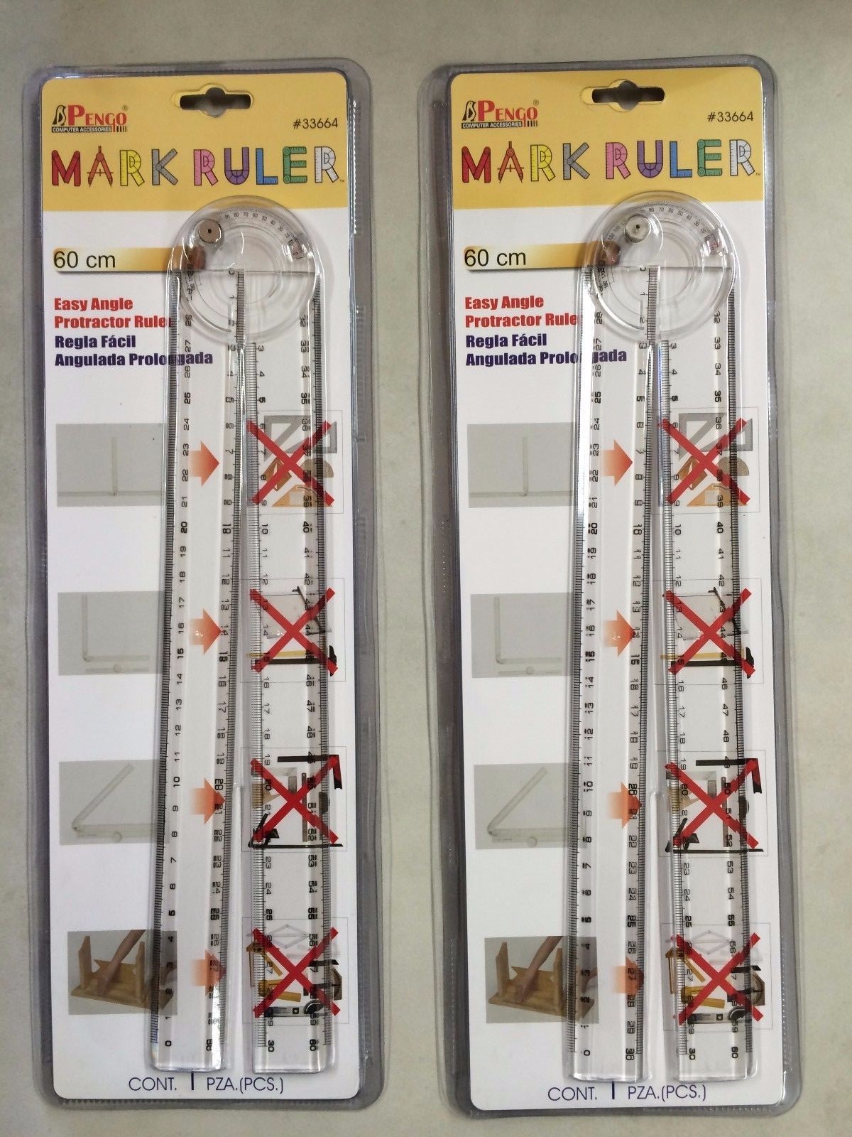 Ruler 2 Protractor Ruler Easy Angle With Magnified Angle Viewer 60 CM ...