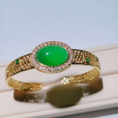 Perfect High Ice Green Jade Precision Carved Bracelet m3372 | eBay UK