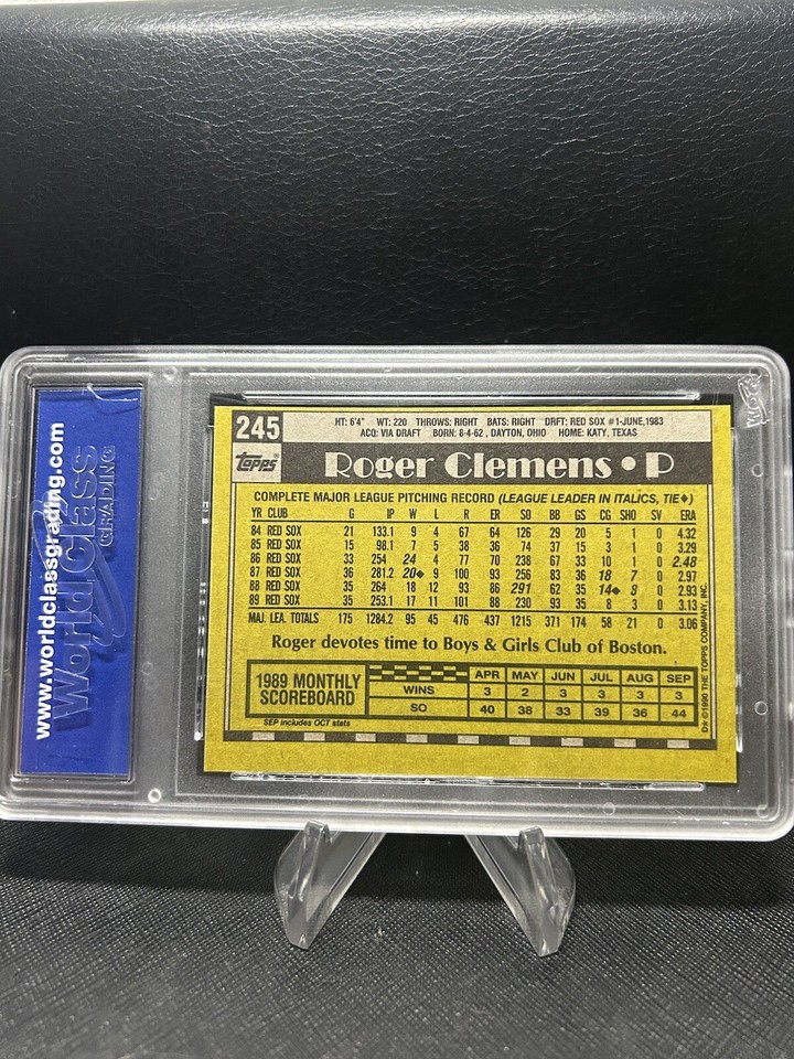 1990 Topps *Error* Roger Clemens WCG 10 Blank Front Boston Red Sox Card ...