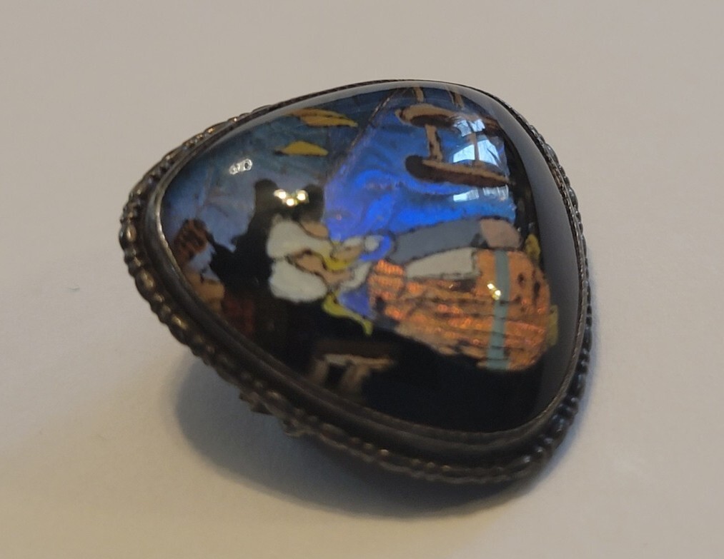 Antique Thomas L Mott Sterling Reverse Painted Butterfly Wing Brooch | eBay