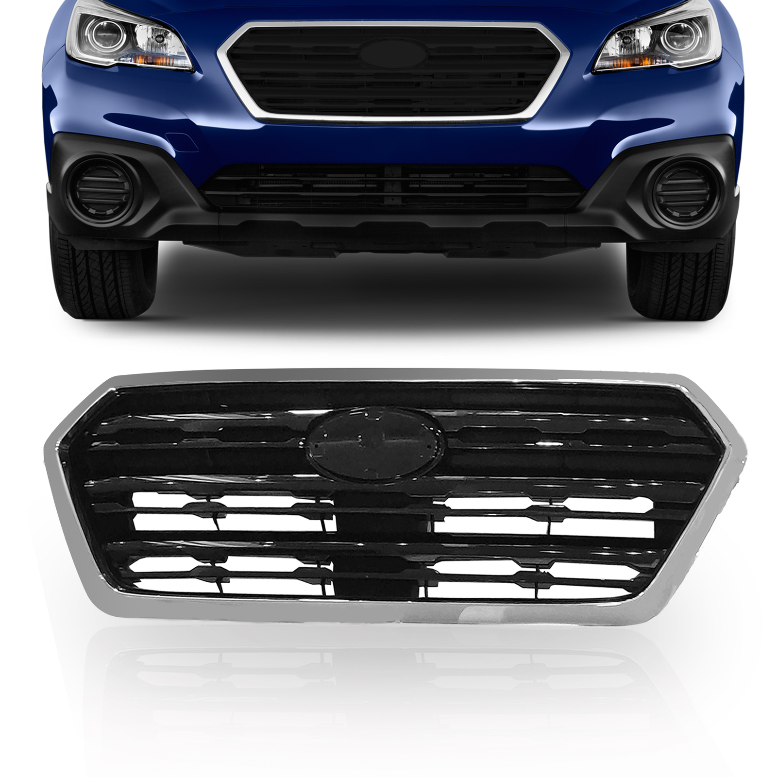 Fits 2015-2017 Subaru Outback Front Bumper Grill Grille Chrome & Black ...
