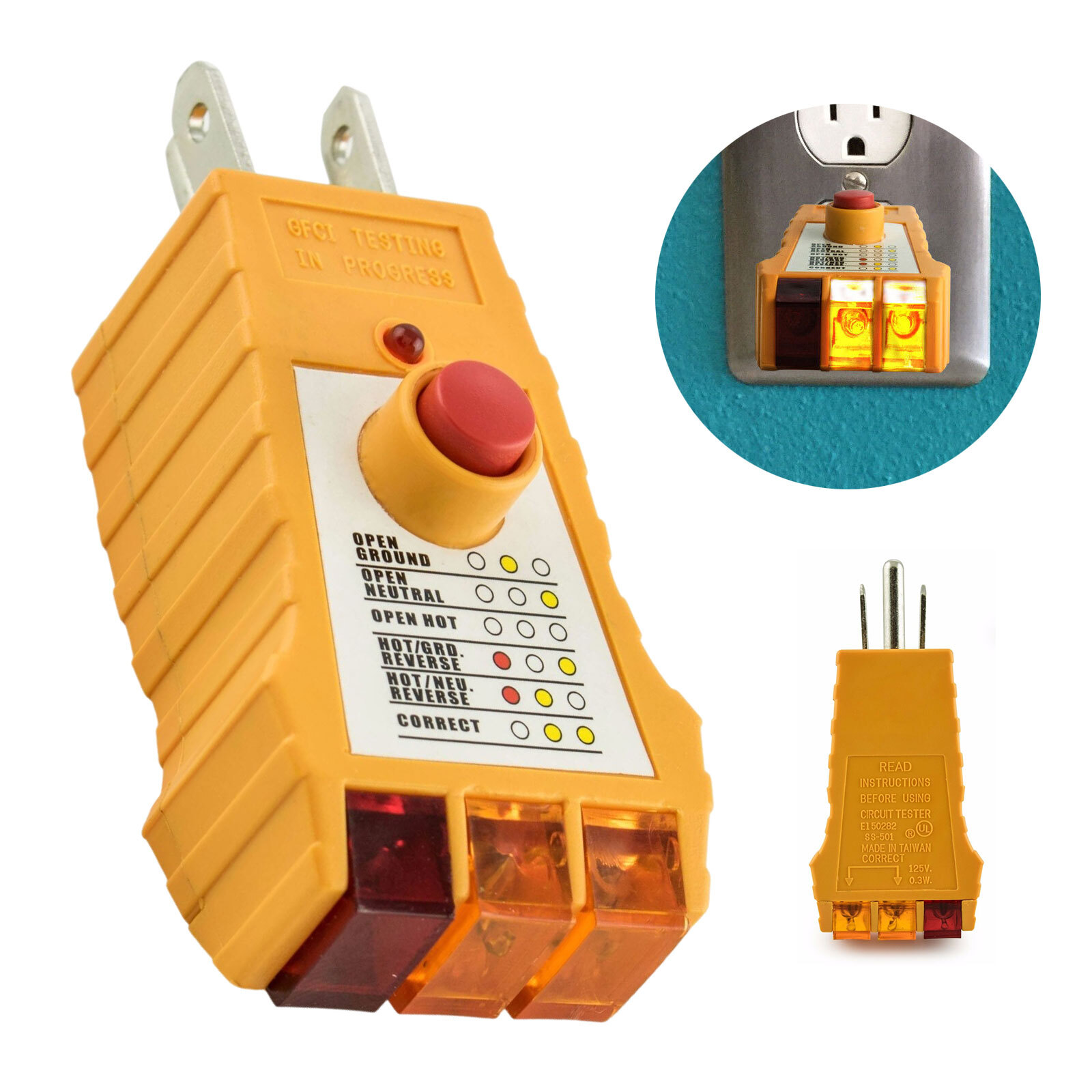 Socket Tester with GFCI check Receptacle Tester for Standard AC Outlets ...