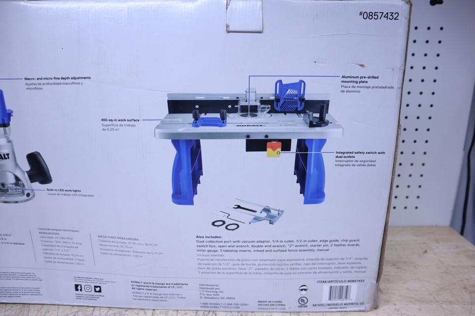 New NOB Kobalt 1/4-in & 1/2-in 12-Amp Fixed Corded Router W/ Table ...
