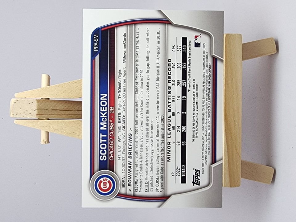 Scott McKeon 2023 Bowman Prospect Autograph PPA-SM Auto Chicago Cubs | eBay