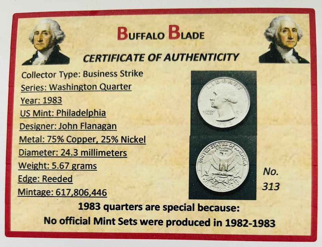 1983-P Washington Quarter with Certificate of Authenticity - Special ...