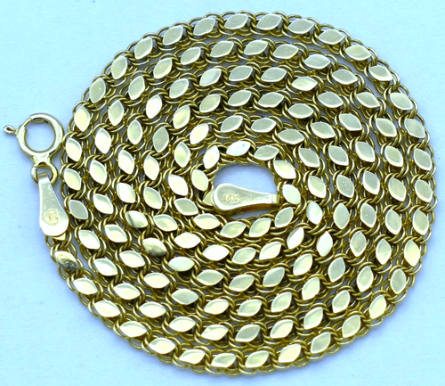 14k Gold 18" Fancy Cable 2.5mm Chain 6.4Gram Necklace Vtg Designer ...