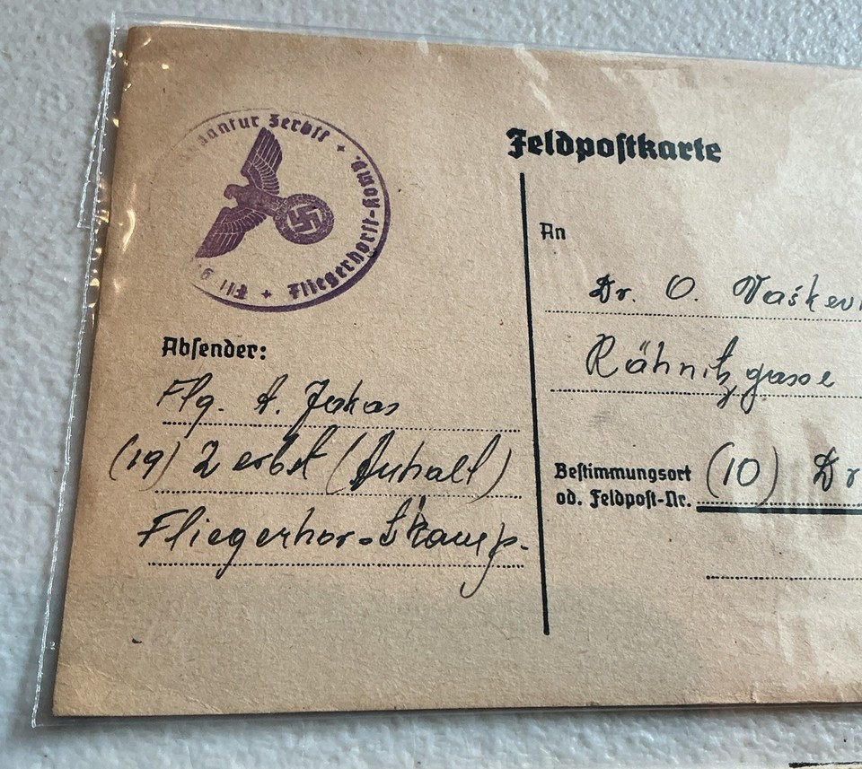 WW2 Germany Soldier Postcard 1945 With Eagle Over S wastika Postmark To ...