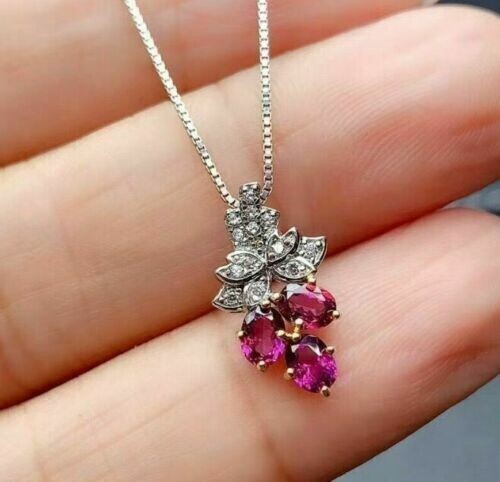 1.50CT Oval Cut Simulated Ruby Grapes Shape Pendant 14k Yellow Gold ...