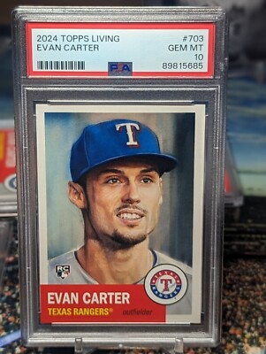 2024 Topps Living Set Evan Carter RC Rookie Texas Rangers #703 PSA 10 ...