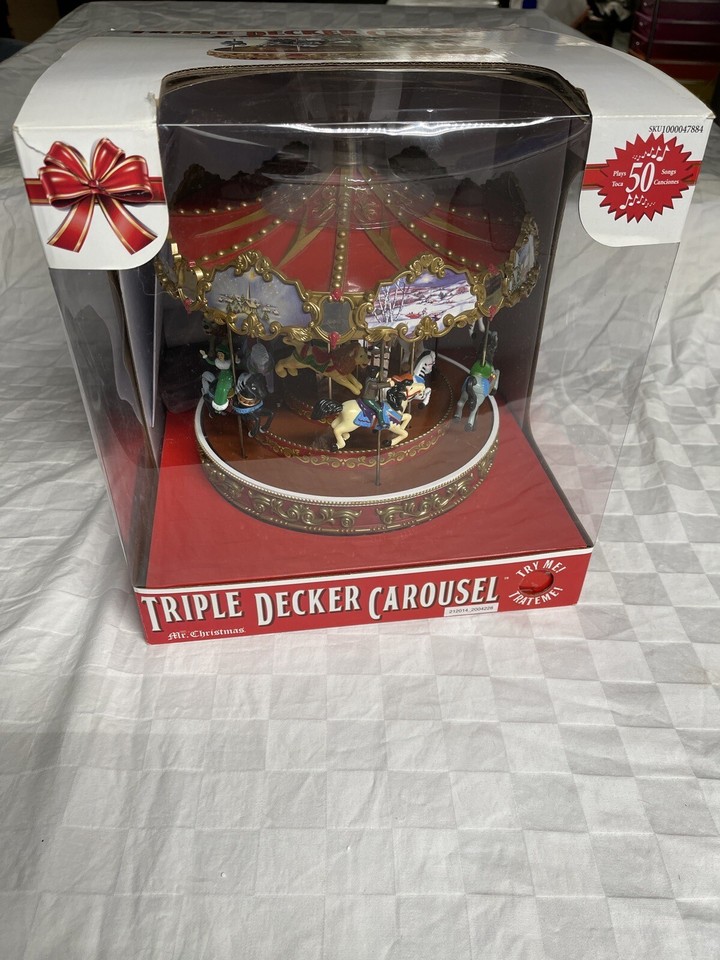Mr christmas Triple Decker Carousel, Works Great, Led Lights , 50 Songs ...