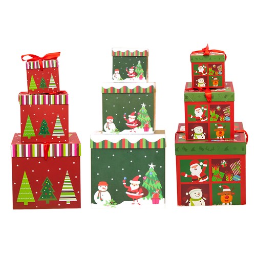 Christmas Nesting Boxes with Lids Set Cardboard Boxes Decorations ...
