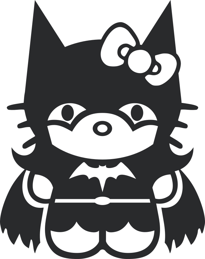 Hello Kitty DC Bat Family 6-inch Parody Vinyl Decals, Black or White | eBay
