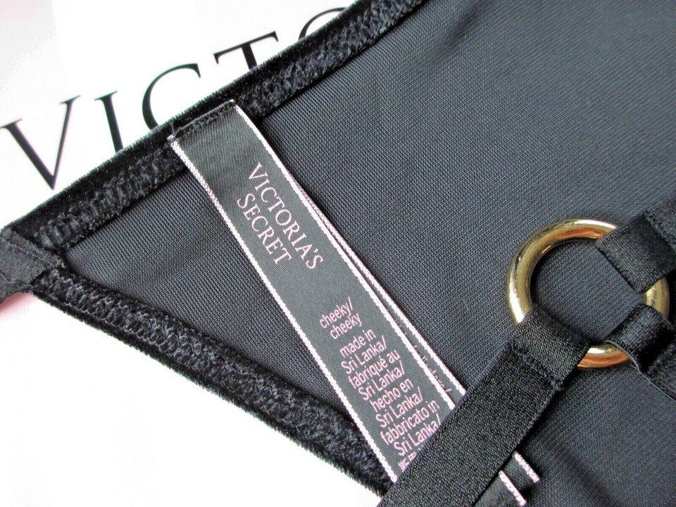 VICTORIA'S SECRET VERY SEXY String Cheeky Panty Black Velvet Open Back ...