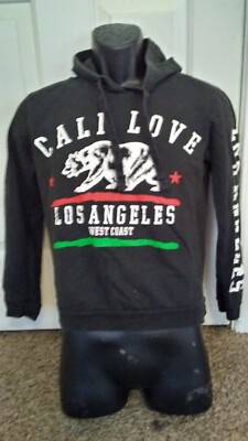 ON FIRE BRAND Los Angeles Cali Love WOMENS BLACK HOODIE - SIZE SMALL ...