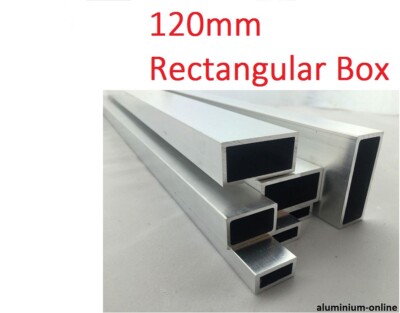 ALUMINIUM RECTANGULAR BOX SECTION 120mm, lengths 100mm - 2500mm/2.5m ...