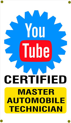 You Tube Certified Master Automobile Technician Garage Banner ManCave ...