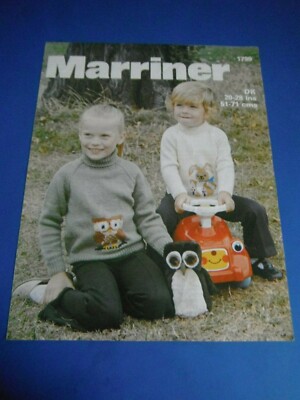 Marriner Child's Owl & Rabbit Sweater Knitting Pattern 1799 | eBay UK