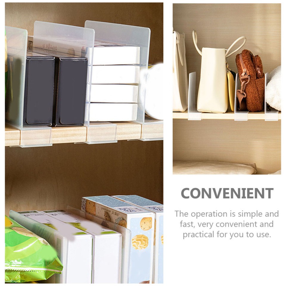 2 Pcs Vertical Clear Shelf Separators Wardrobe Shim Versatile Dividers ...