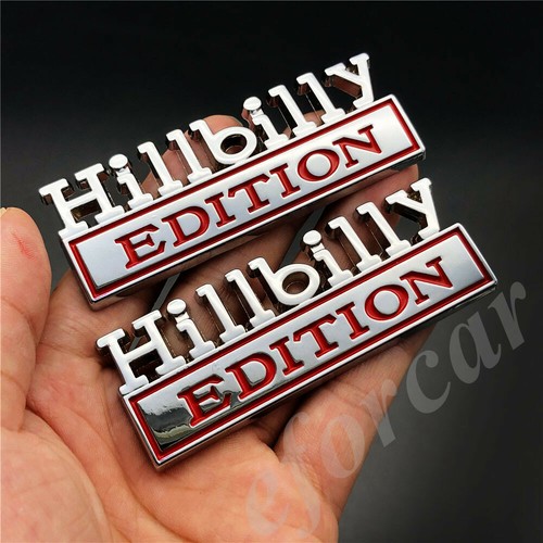 2x Metal Chrome HILLBILLY EDITION Truck Trunk Car Decal Emblem Badge ...