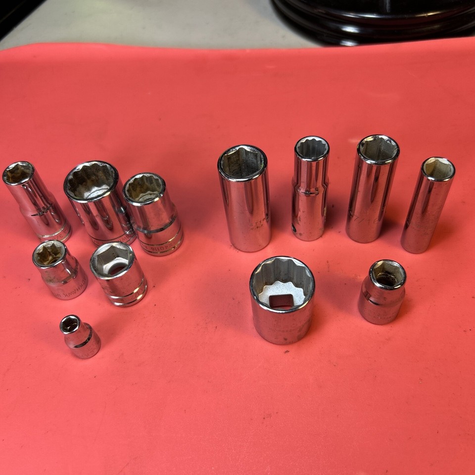 BLACKHAWK & PROTO TOOLS -Lot Of 12 SAE Sockets, Different Drives and ...