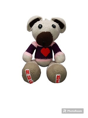 11" Handmade Mouse Crochet Plushie Soft "HUG ME" Stuffed Valentine's ...