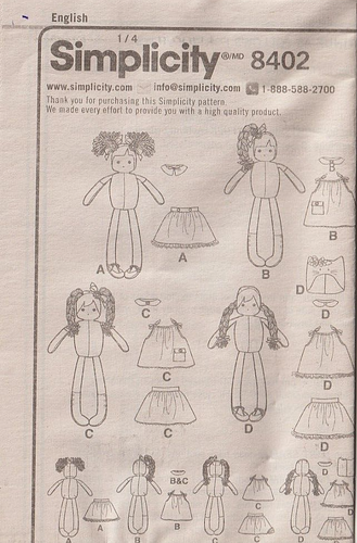 Simplicity Sewing Pattern 8402 Stuffed Doll Rag Dolls Clothes for sale ...
