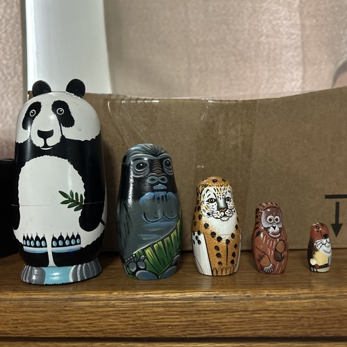 Jungle Animal 4 Nesting Stacking Russian Dolls, Panda Monkeys Seal cat ...