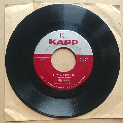 ROGER WILLIAMS Autumn Leaves 45 7" JAZZ POP EASY LISTENING Record Vinyl ...
