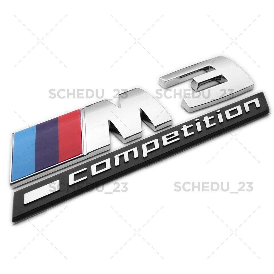 BMW F80 G80 M3 Competition Rear Trunk Silver Chrome Nameplate Emblem ...
