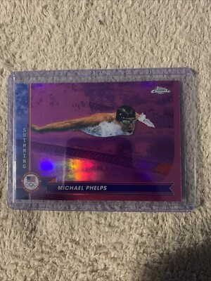 2024 Topps Chrome U.S. Olympics MICHAEL PHELPS Pink Refractor Parallel ...