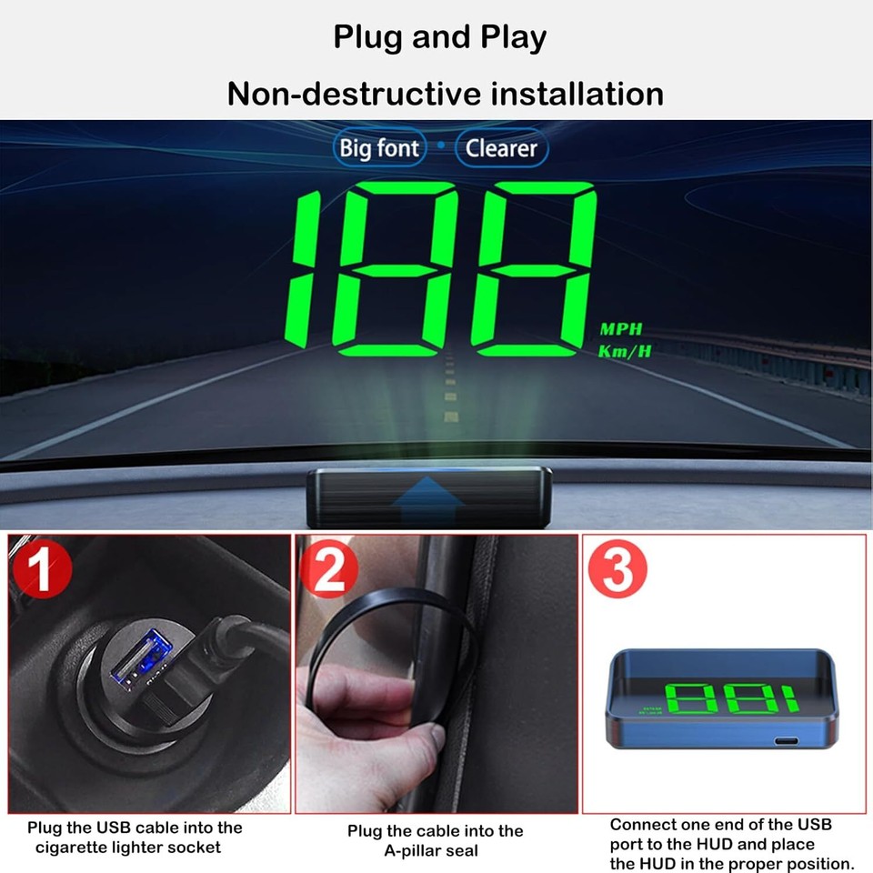 GPS Digital Speedometer Car Truck Motorcycle Head Up Display Odometer ...