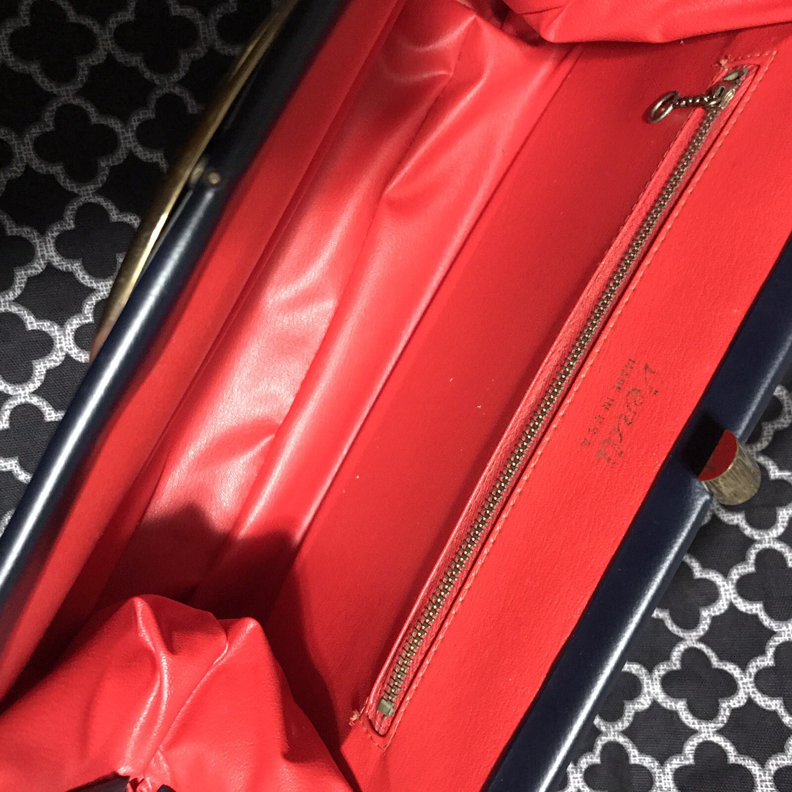 Vintage Verdi Blue Red Structured Purse Handbag Trian… - Gem