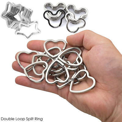 Van Der Linn Double Loop Split Key Ring Keyring Heart Star Mouse Shape ...