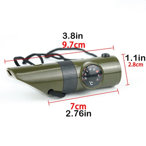 4pc 7 in 1 Military Emergency Survival Whistle Compass Thermomet Tools ...
