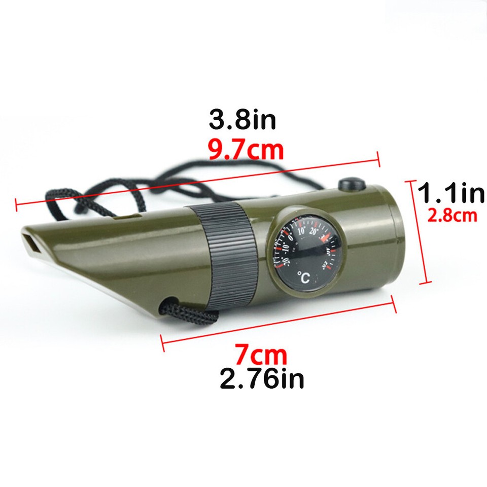 4pc 7 in 1 Military Emergency Survival Whistle Compass Thermomet Tools ...