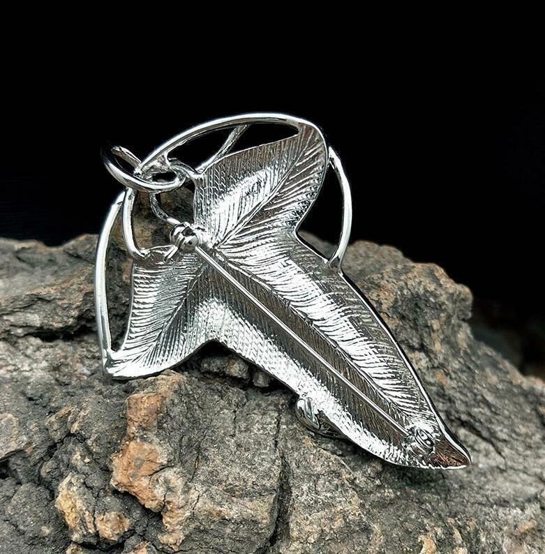 Lord of The Rings Green Leaf Elven Pin Brooch Pendant Badge Chain ...