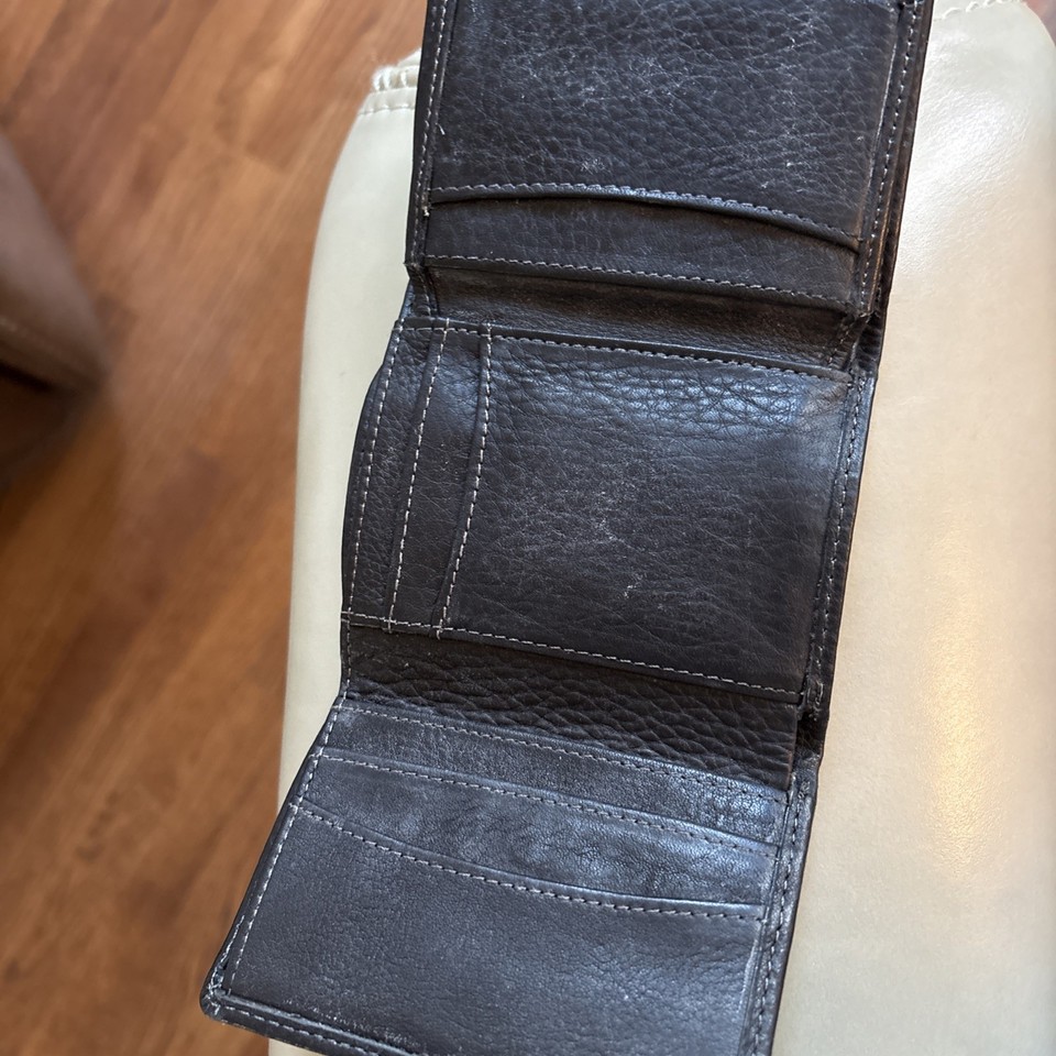 Vntg Geoffrey Beene Black Pebbled Leather Trifold Men's Wallet NWT | eBay