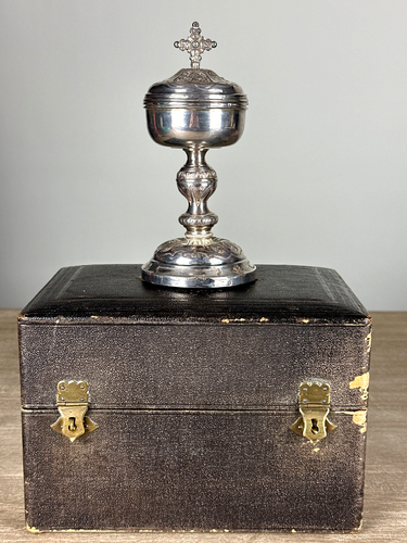 Antique Solid Silver Ciborium Box Favier Brothers LYON Religious Mass ...