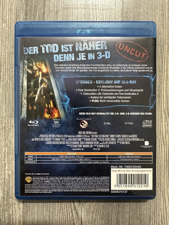 Blu Ray Final Destination 4 3D Mit 2 Brillen Uncut FSK 18 | eBay