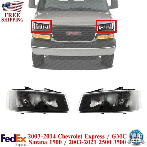 Headlight Assembly Halogen LH & RH For 2003-2021 Chevy Express / GMC ...