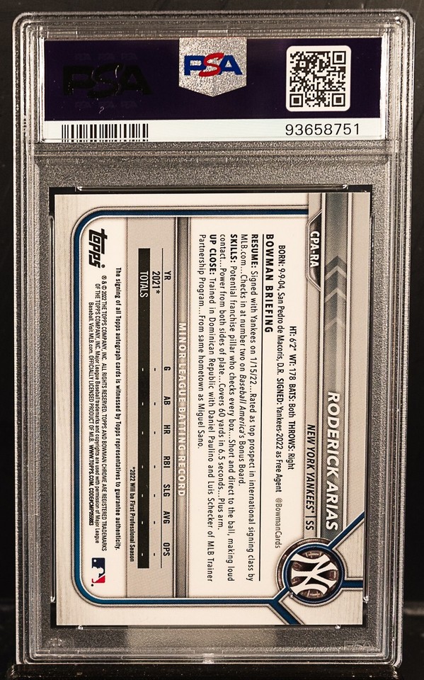 93658751 - Roderick Arias - 2022 Bowman Chrome CPARA 1st Prospect RC ...