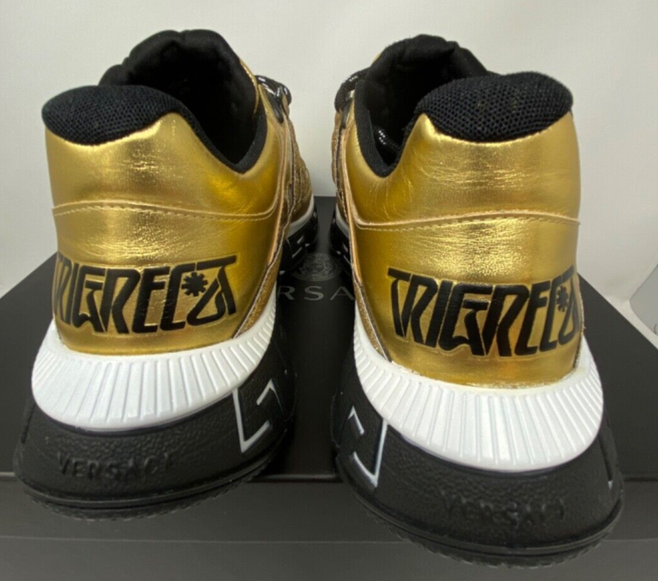 $1125 Men's Versace Trigreca Gold Glitter Sneakers DSU80941A02748 6Y090 ...