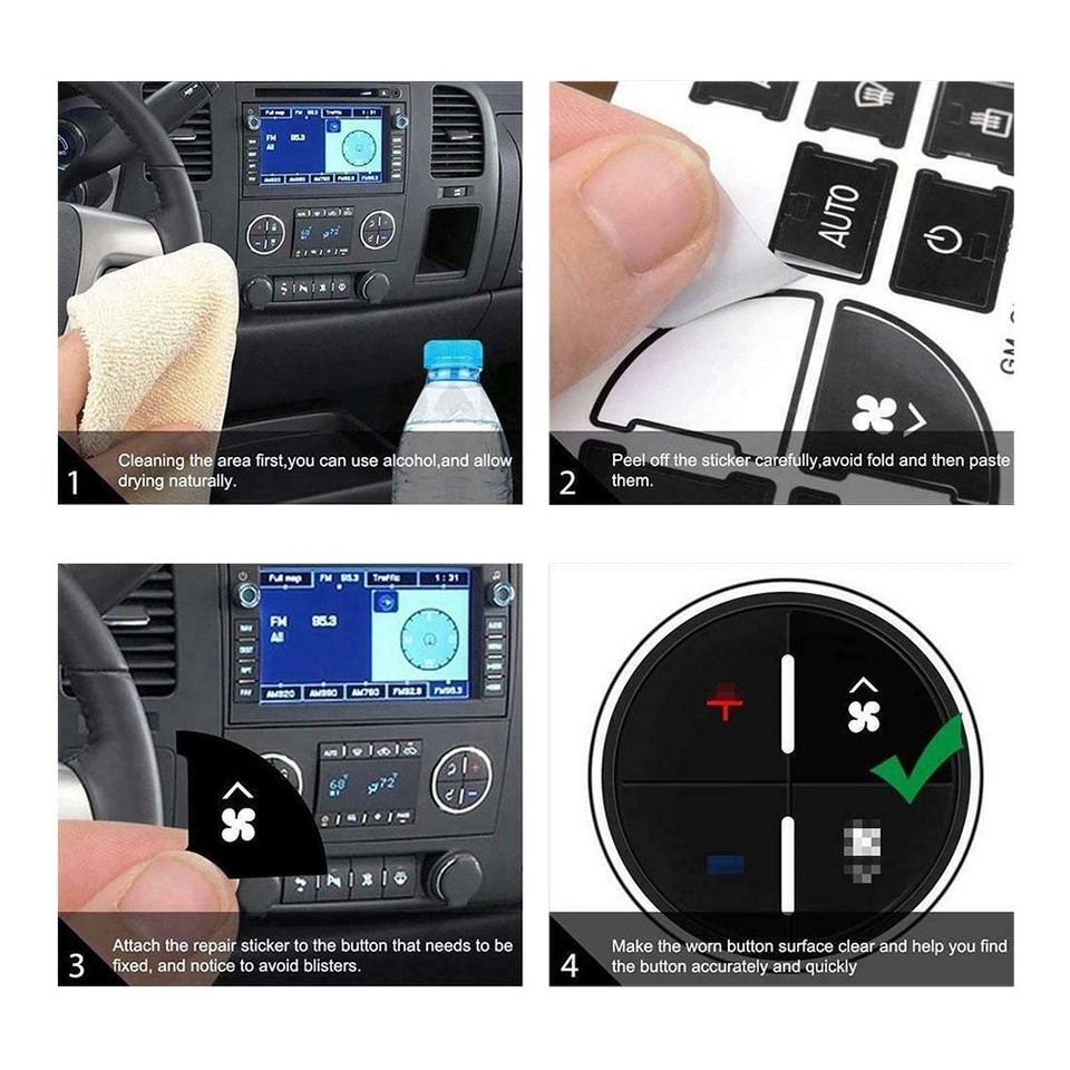 AC Dash Button Decal Stickers For Chevrolet GMC Saturn Repair Kit Car ...