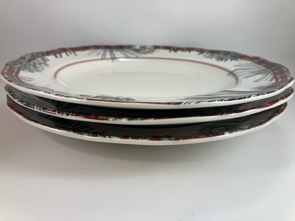 Robert Stanley Plaid Pine Cone Dinner Plates 10 1/2" [Set of 3] | eBay