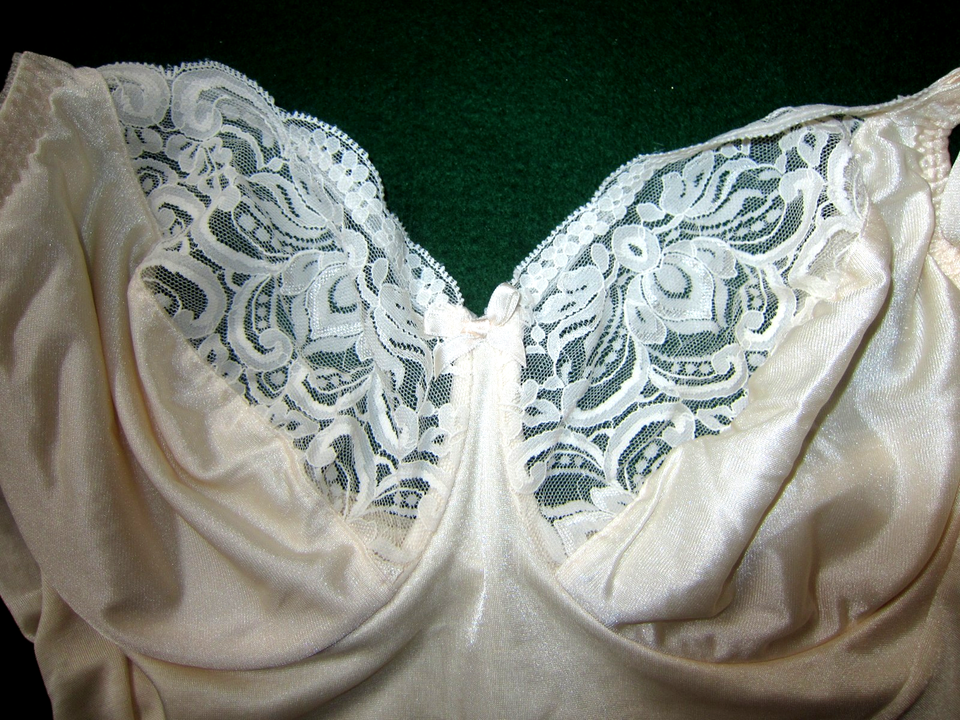 Vintage OLGA Satin Floral Lace BODYSUIT BUSTIER GIRDLE SHAPER TEDDY ...