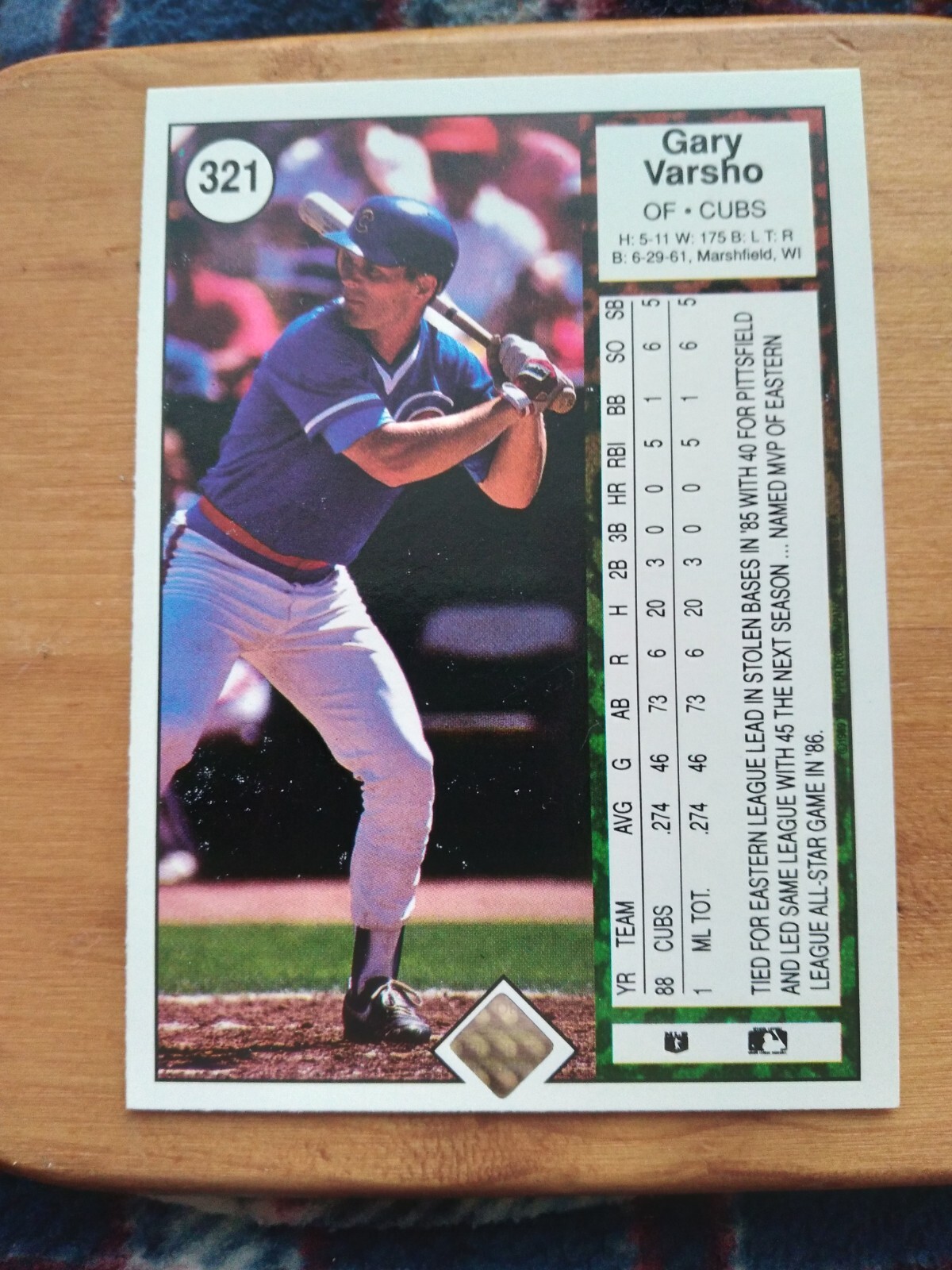 1989 Upper Deck GARY VARSHO Cubs Error & Corrected Baseball Cards #321 ...