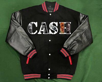 Johnny Cash Beautiful Varsity jacket wool body leather sleeves | eBay
