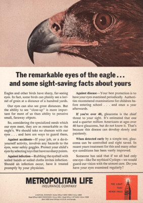 1963 Metropolitan Insurance: Remarkable Eyes of the Eagle Vintage Print ...