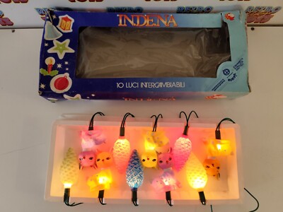 Christmas Lights Vintage 80 Made IN Italy Plastic Gatti Pinecone Indena ...